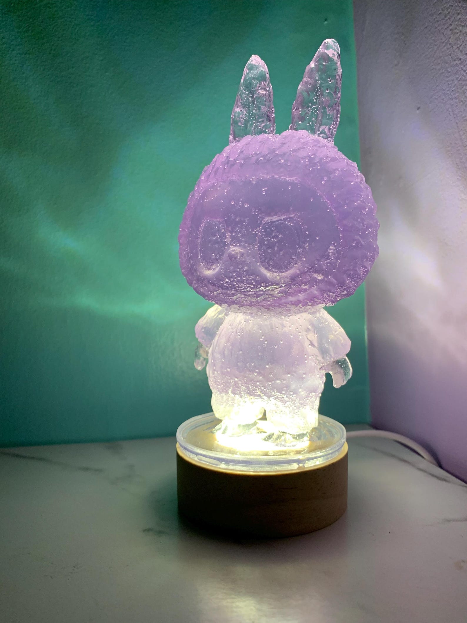 Purple LABUBU Crystal Resin Lamp | Handmade LED Night Light | Usb Glow ...