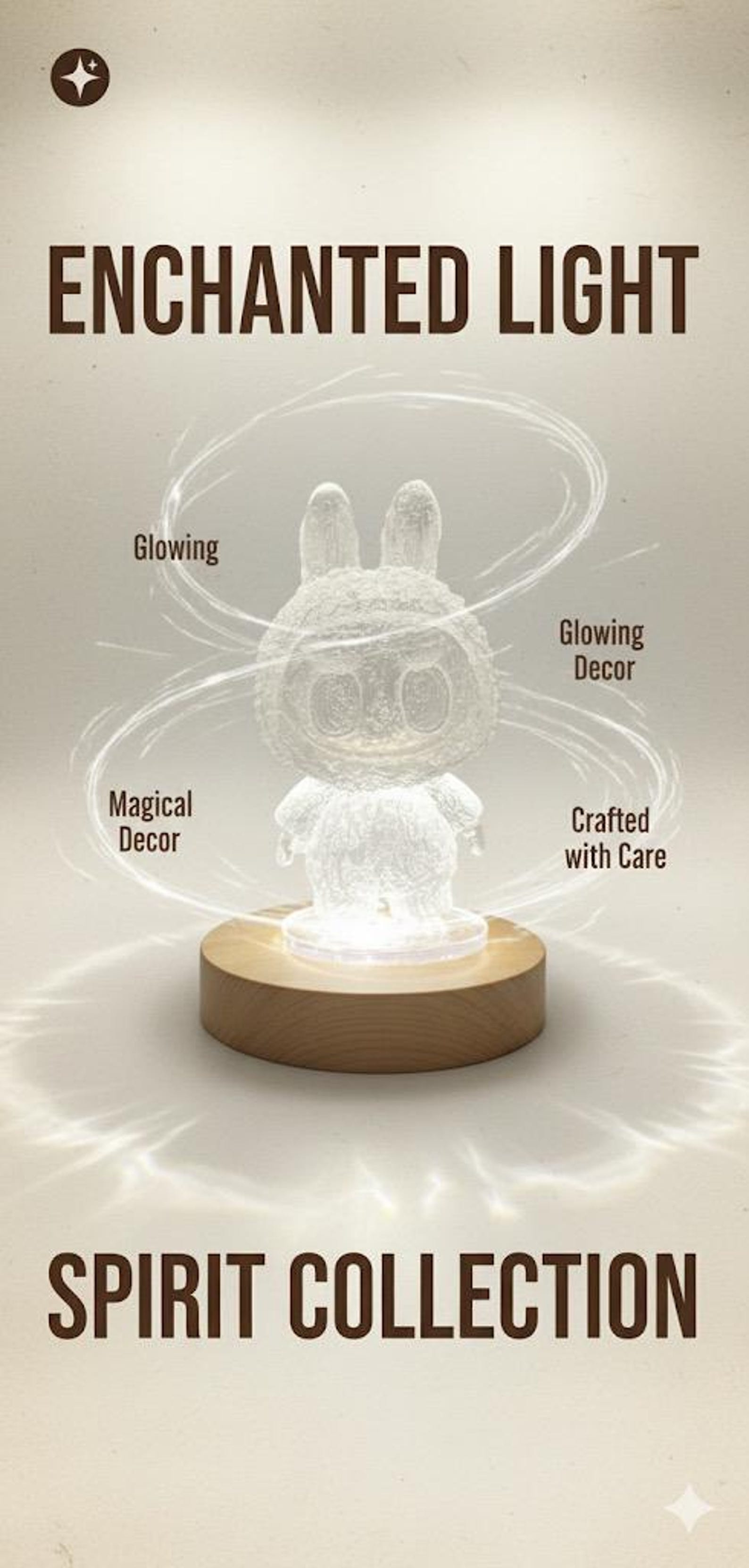 Purple LABUBU Crystal Resin Lamp | Handmade LED Night Light | Usb Glow ...