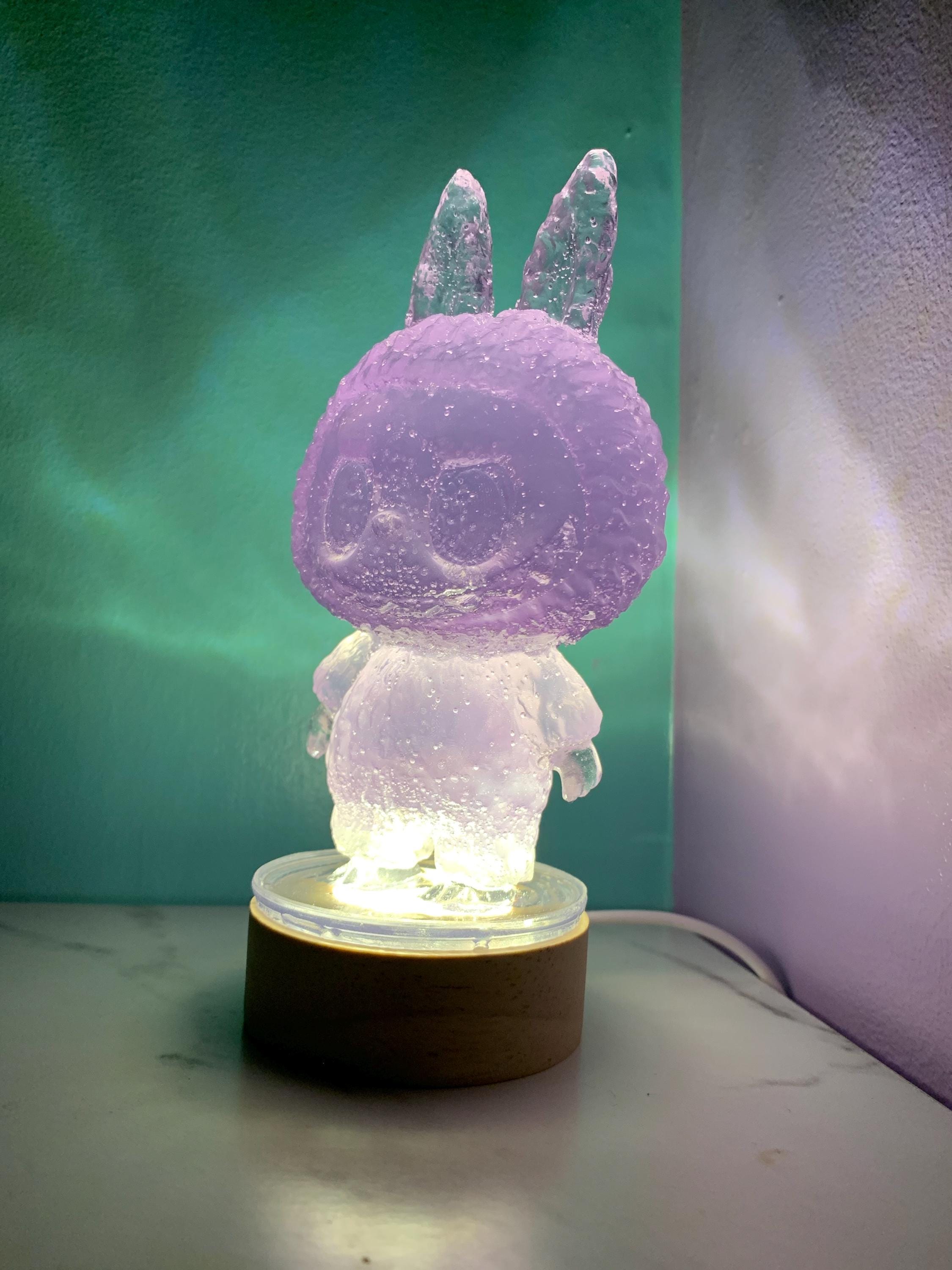 Purple LABUBU Crystal Resin Lamp | Handmade LED Night Light | Usb Glow ...