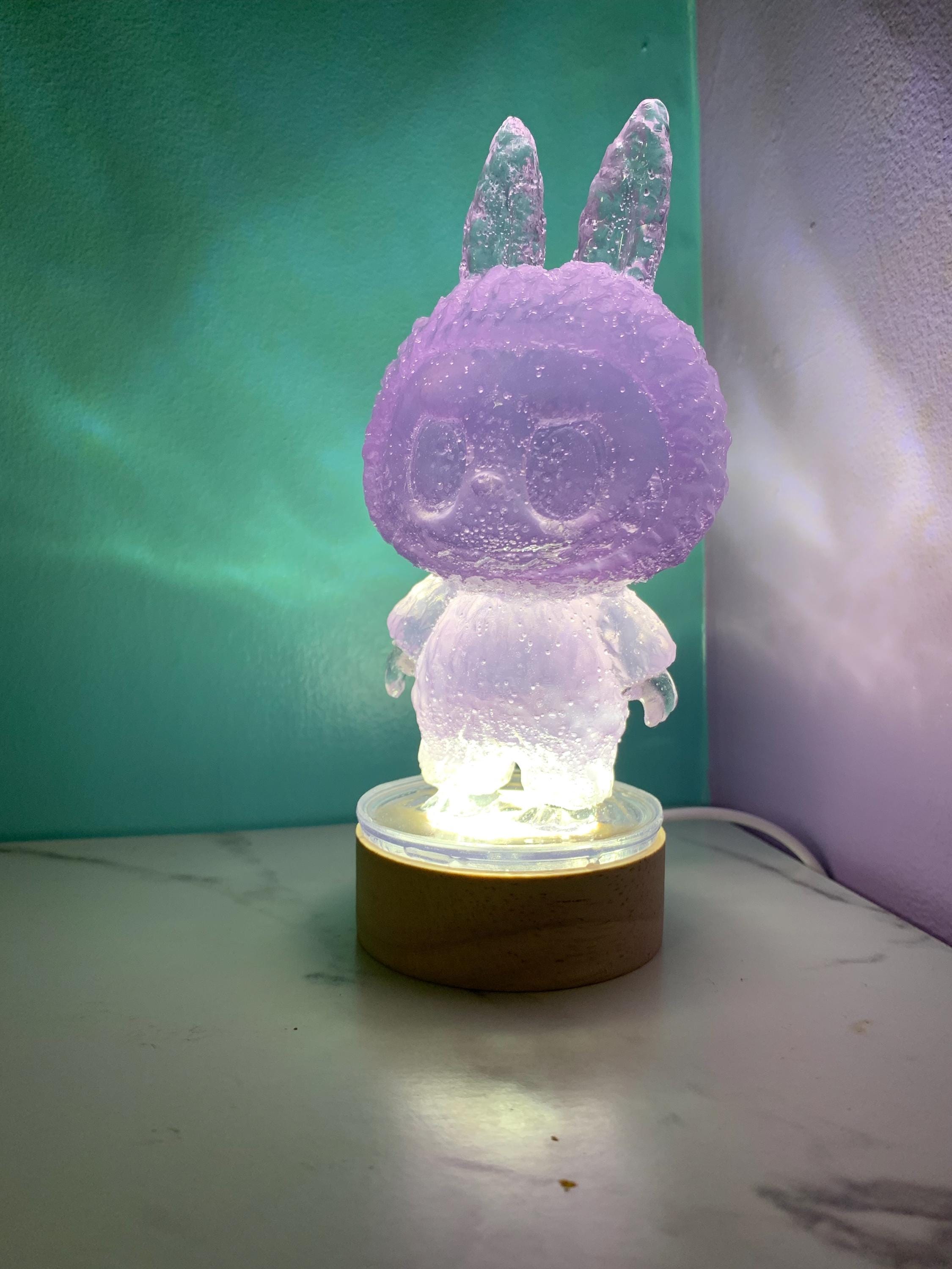 Purple LABUBU Crystal Resin Lamp | Handmade LED Night Light | Usb Glow ...