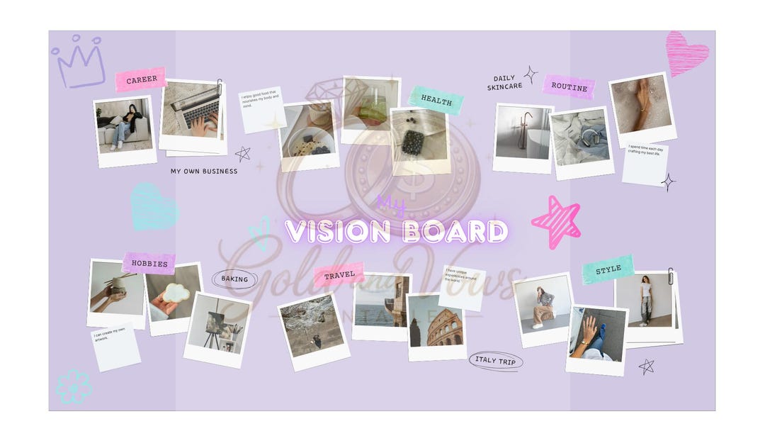 Y2K Vision Board Canva Template: Pastel Dream Board (digital Download ...