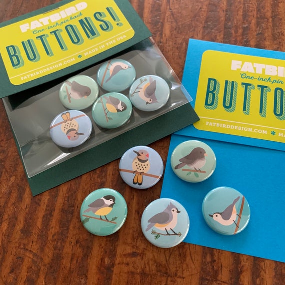 Backyard Birds: 1-inch button set | Etsy
