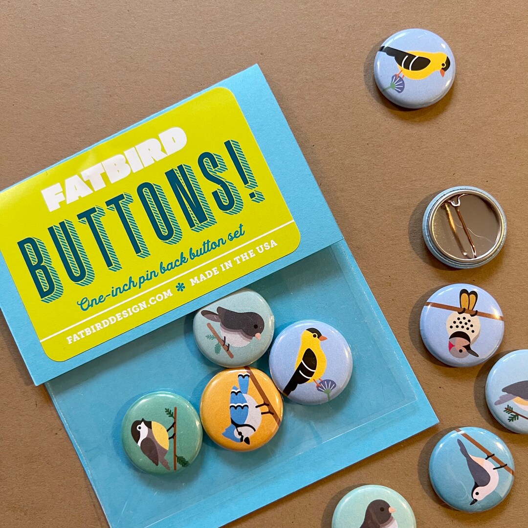 Backyard Birds: 1-inch Button Set (includes Four Buttons) - Etsy