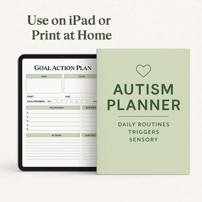 Autism Planner Printable Sage Green | 77 Page Neurodivergent Routine ...