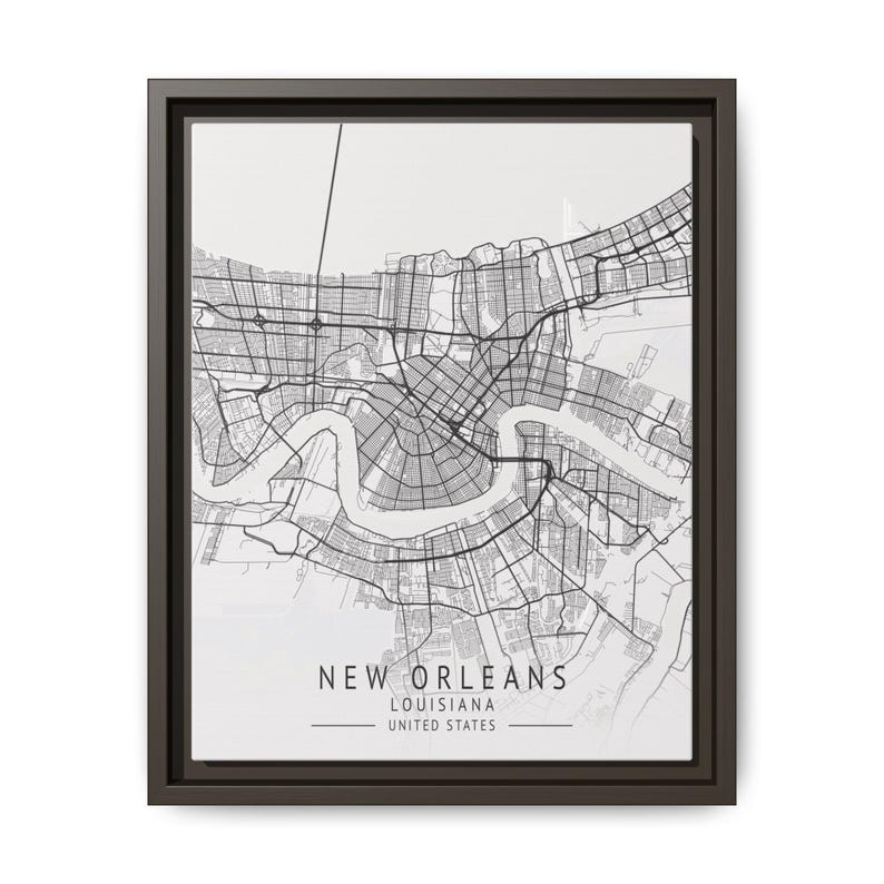 New Orleans Map Wall Art Canvas Print, NOLA Louisiana City Poster ...