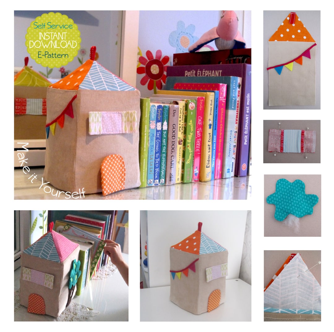 Book Holder Sewing Pattern | Printable Pdf File Stuffed House Bookcase ...