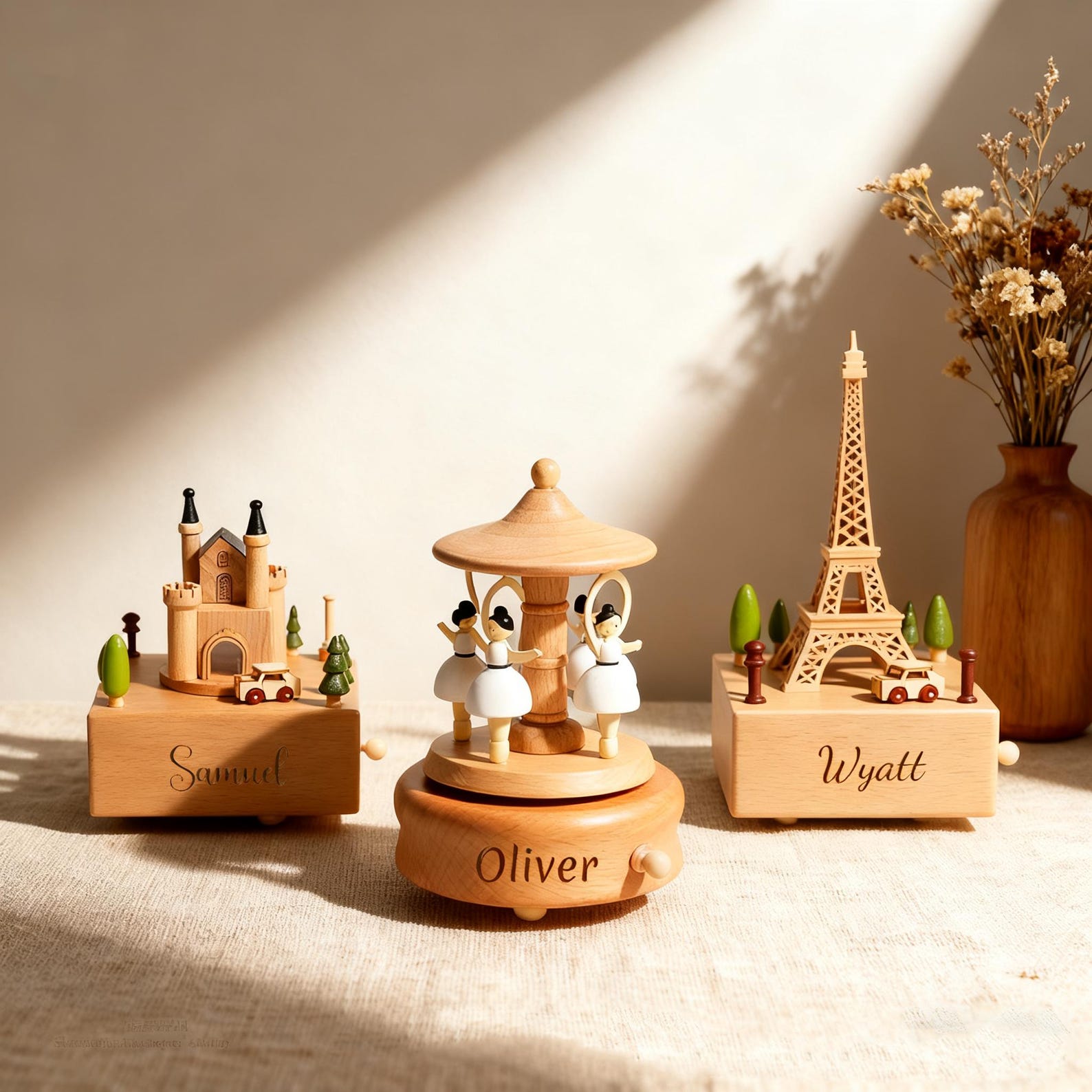 Personalized Wooden Music Box for Kids – Engraved Baby Name Keepsake ...