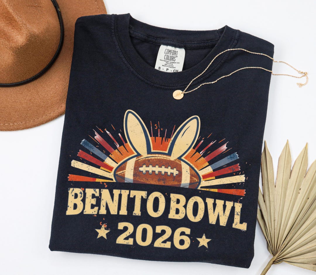 Benito Bowl 2026 T Shirt, Funny Football Parody Tee, Bunny Ears Sports ...