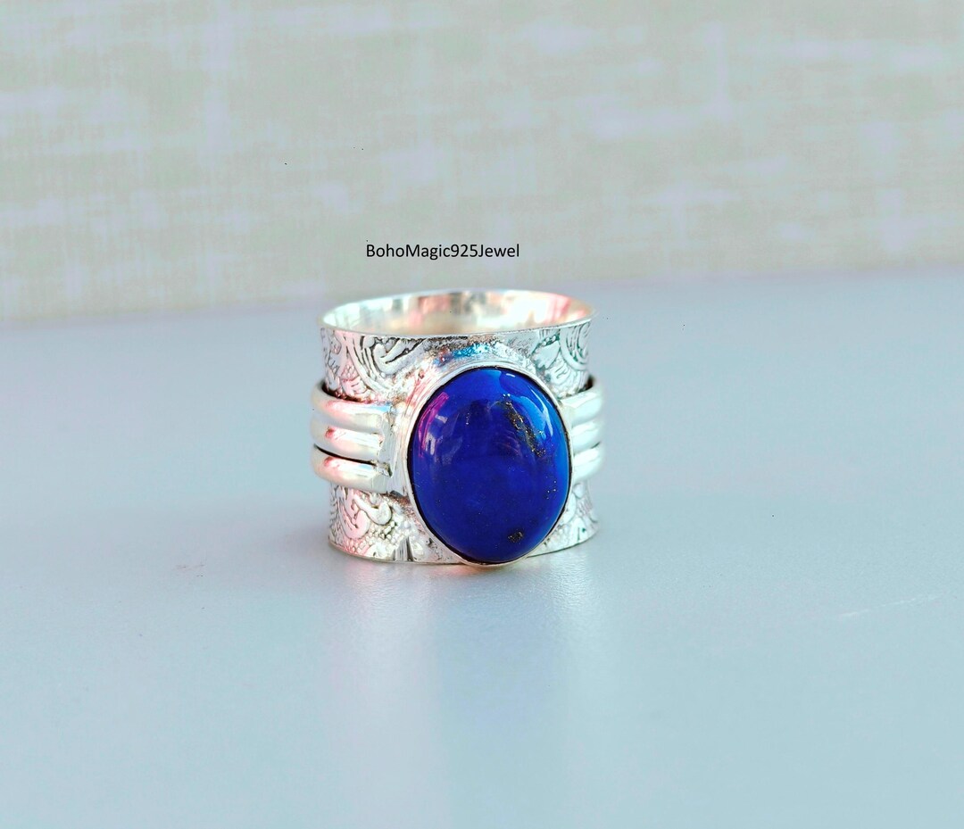 Lapis Lazuli Spinner Ring, 925 Sterling Silver, Handmade - Etsy