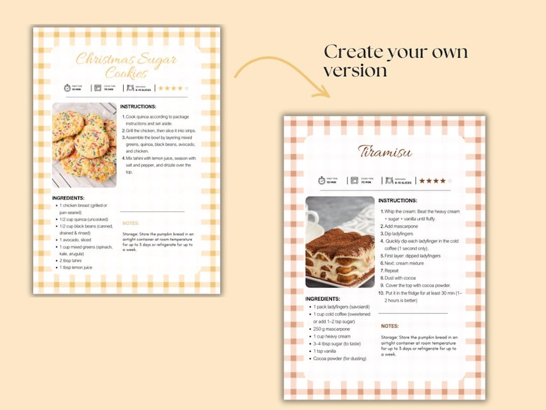 Farmhouse Recipe Template | Editable Canva Cookbook Page (digital ...