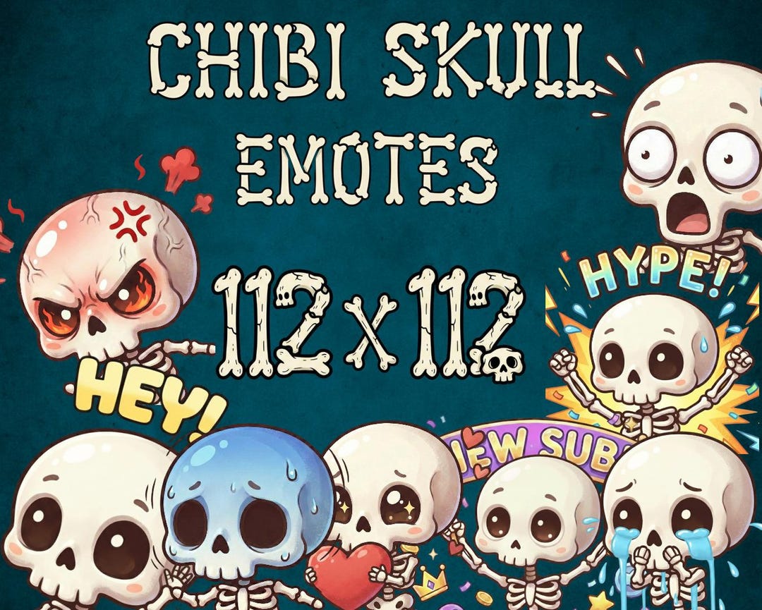 10 Chibi Skull Twitch Emotes - 112x112 - Etsy
