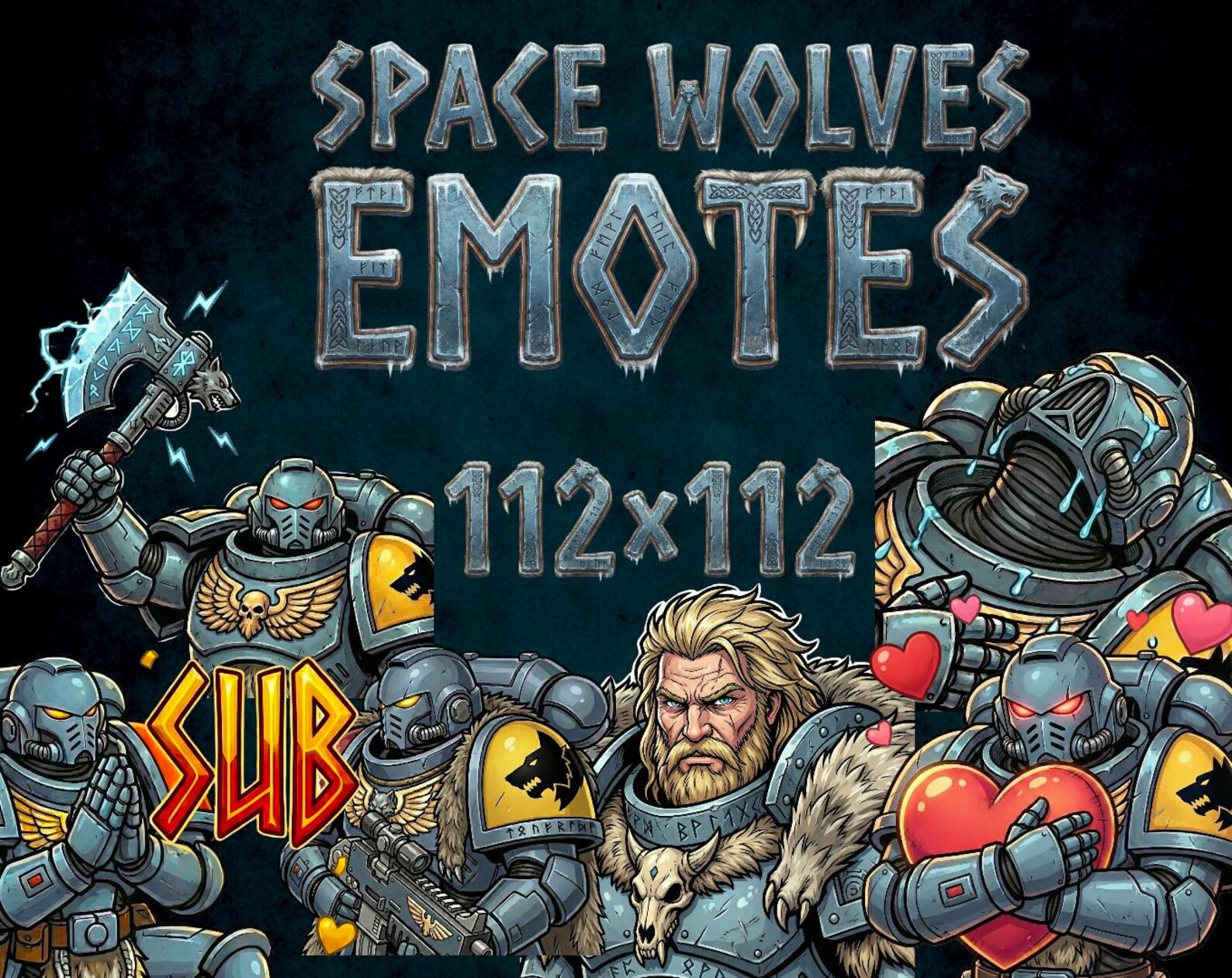 11 Space Marines Space Wolves + Leman Russ - Twitch Emotes - 112x112 - Etsy
