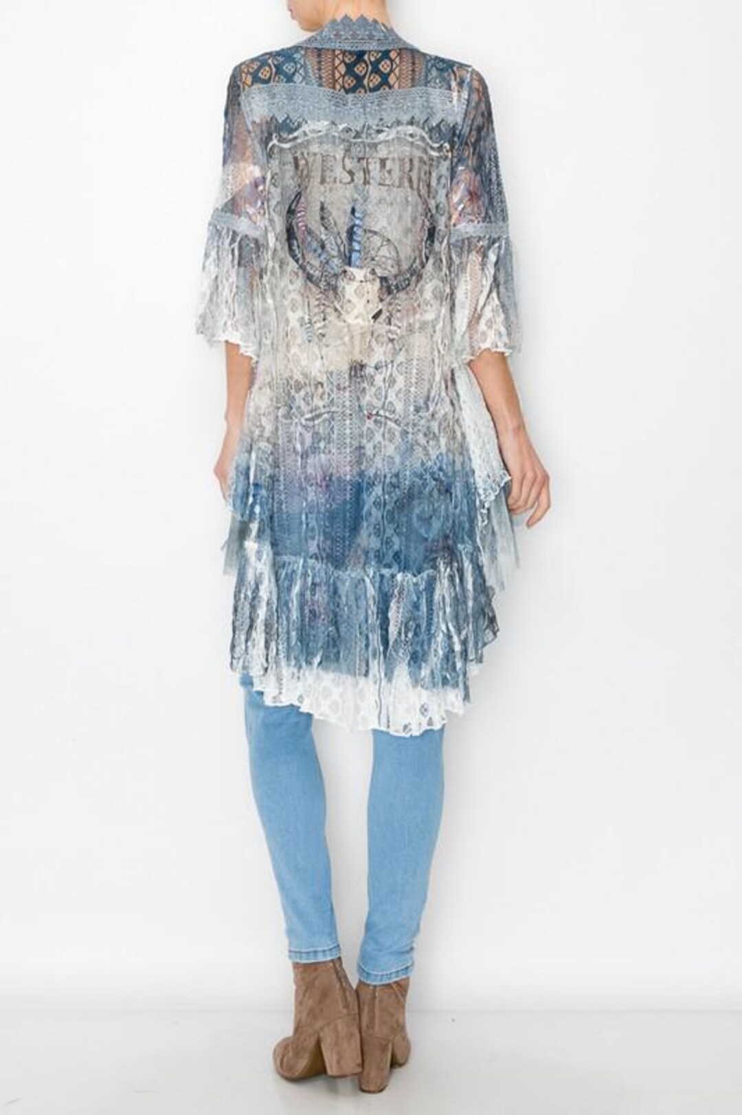 ORIGAMI Texas Longhorn Kimono Lace Cardigan Duster: Shabby Chic Cover ...