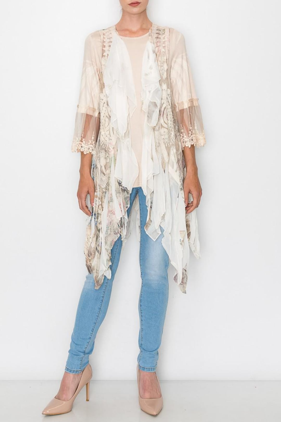 Origami Chiffon Boho Shirt Vest Cardigan Duster Kimono Wrap Shabby Chic ...