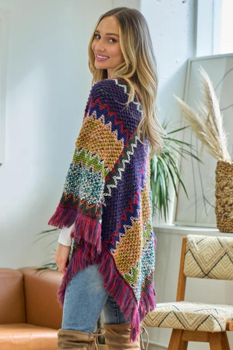 New Stevie Knicks Hippie Shabby Chic Western PONCHO Wrap (SM-XL) (2 ...