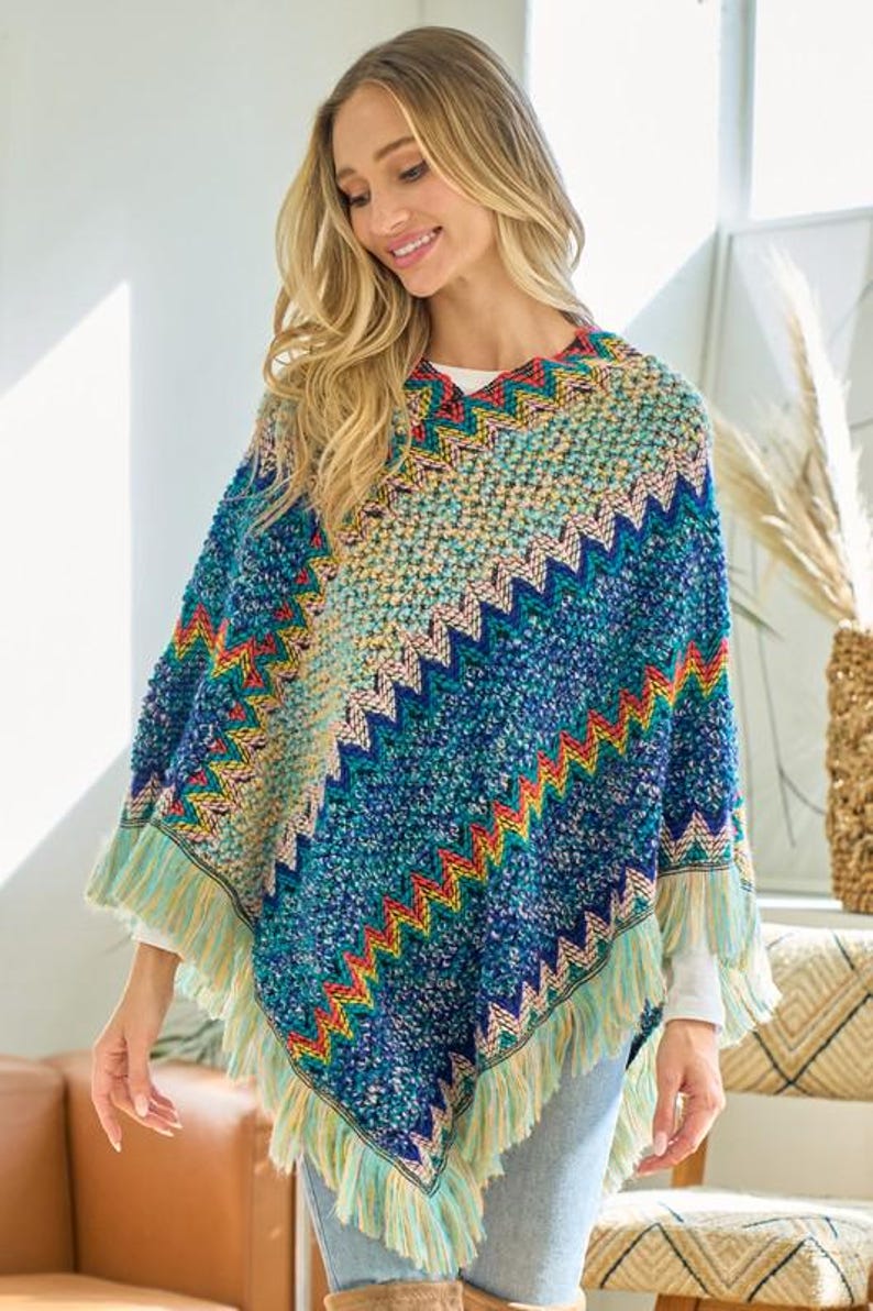 New Stevie Knicks Hippie Shabby Chic Western PONCHO Wrap (SM-XL) (2 ...