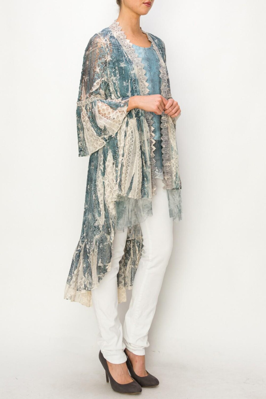 ORIGAMI Texas Star Lace Cardigan Duster: Shabby Chic Cover up (SM-4X ...