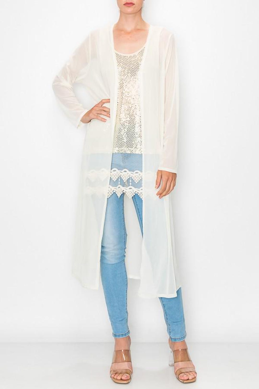 Origami Sheer Boho Shirt Vest Cardigan Duster Kimono Wrap Shabby Chic ...