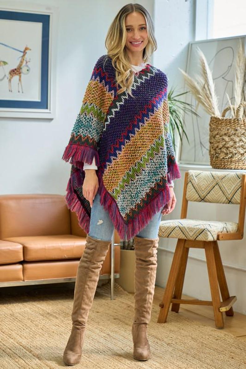 New Stevie Knicks Hippie Shabby Chic Western PONCHO Wrap (SM-XL) (2 ...