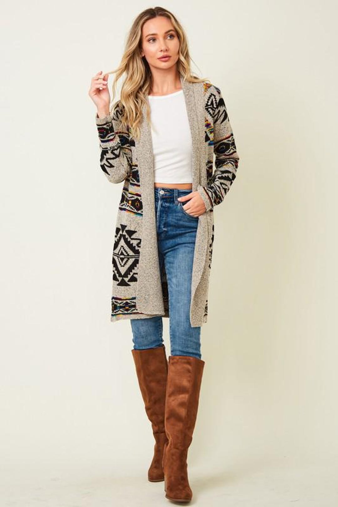 New Sweater Cardigan Southwestern Indian Wells Aztec Tribal Western ...