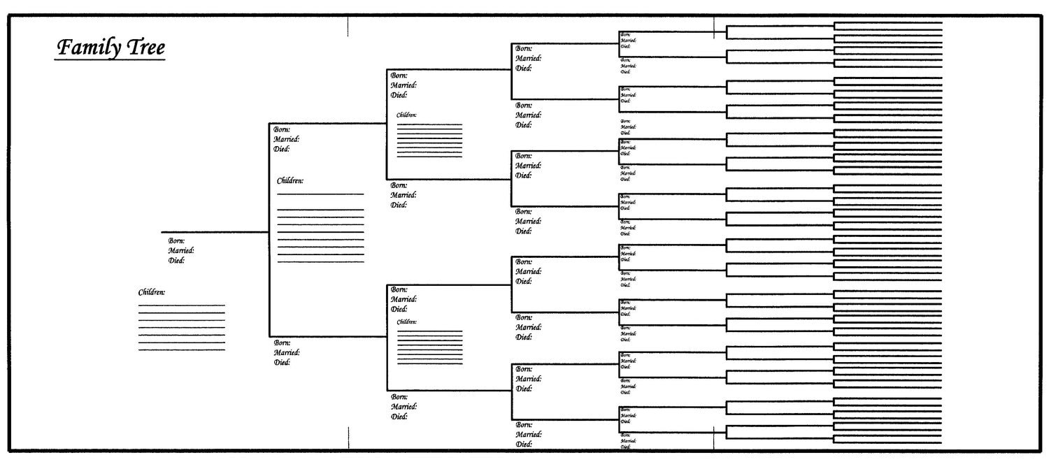 10 Pack of Family Tree Charts Bracket Style 8 1/2" X 11" Fold Out to 24 ...
