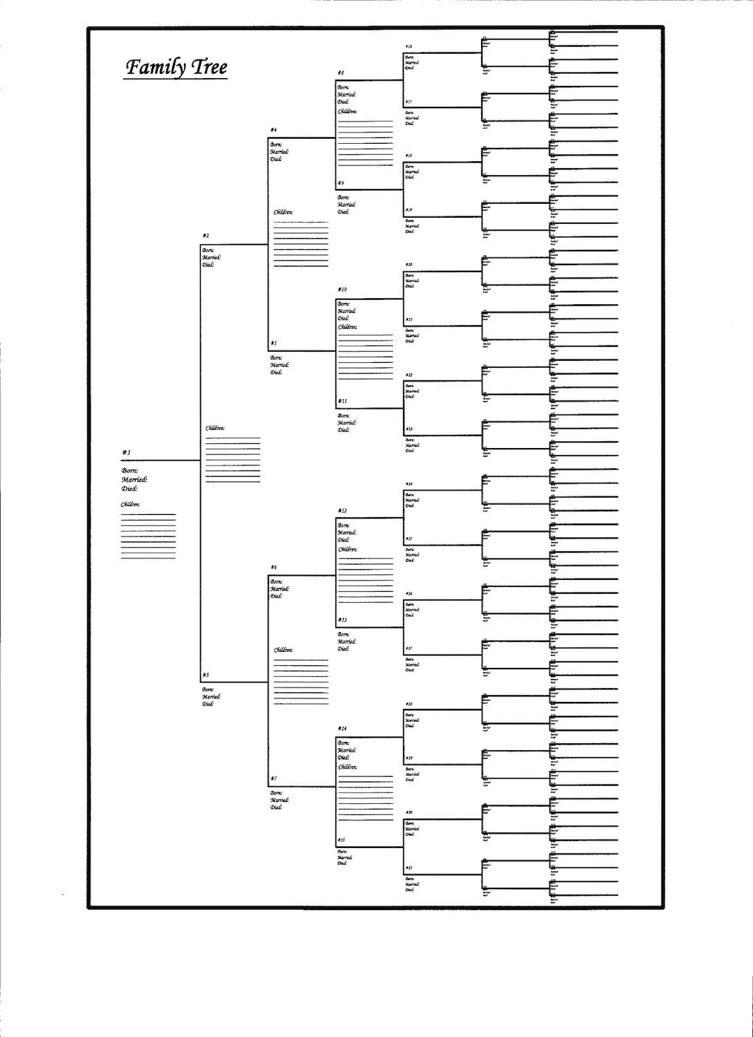 5 Pack of Large Family Tree Charts Bracket Style 18" X 24" - Etsy