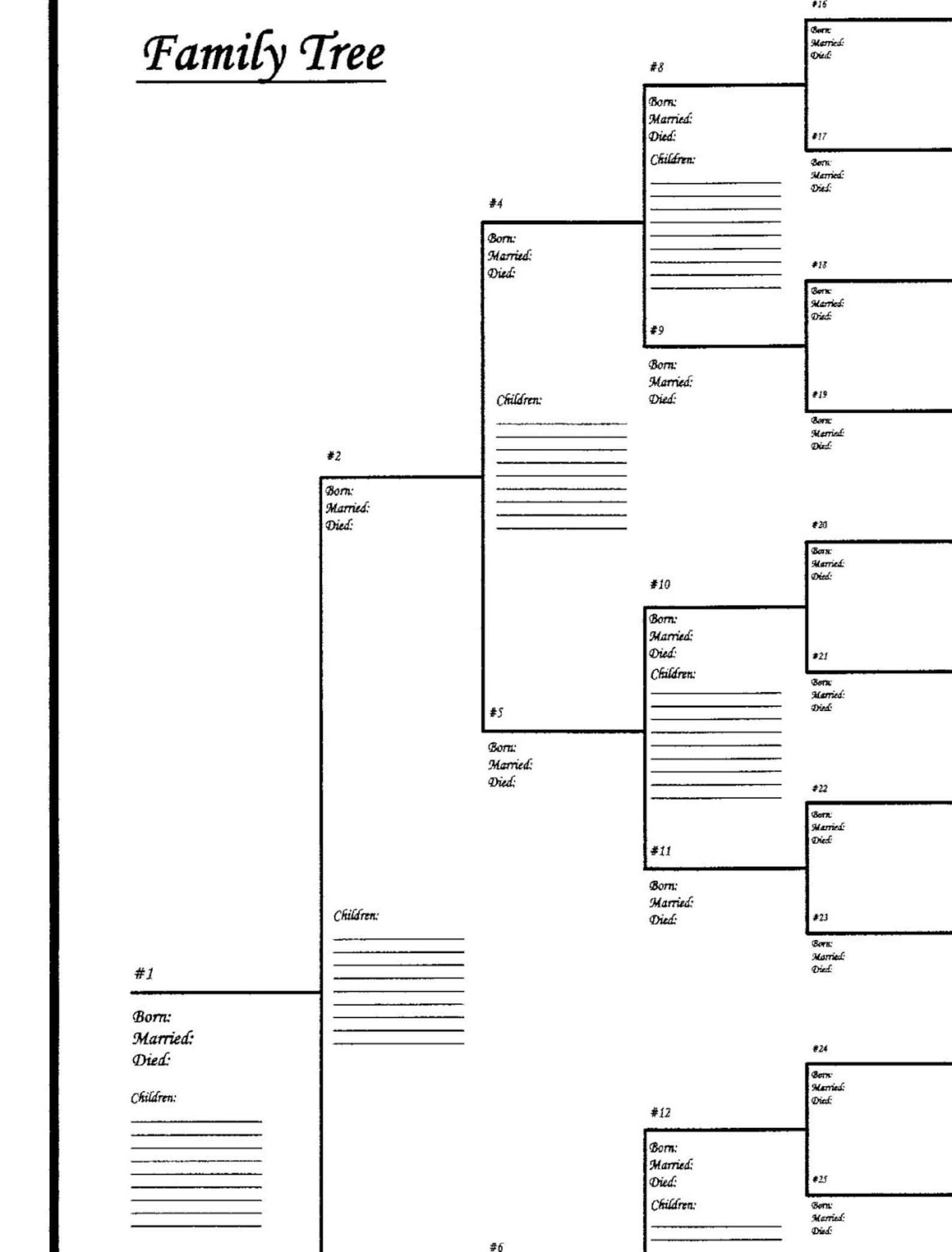 5 Pack of Large Family Tree Charts Bracket Style 18" X 24" - Etsy
