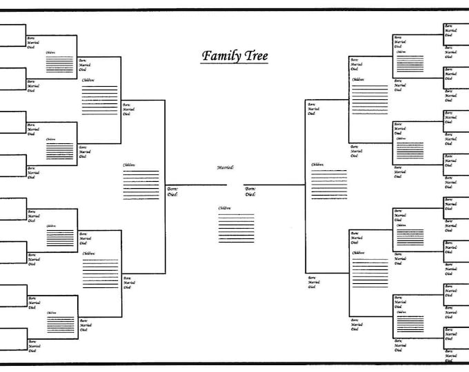 5 Pack of Large Family Tree Charts Bracket Style 48 X 24 - Etsy