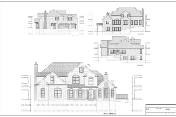 Full set of Two Story 4-bedroom building plans 4050 sq ft | Etsy
