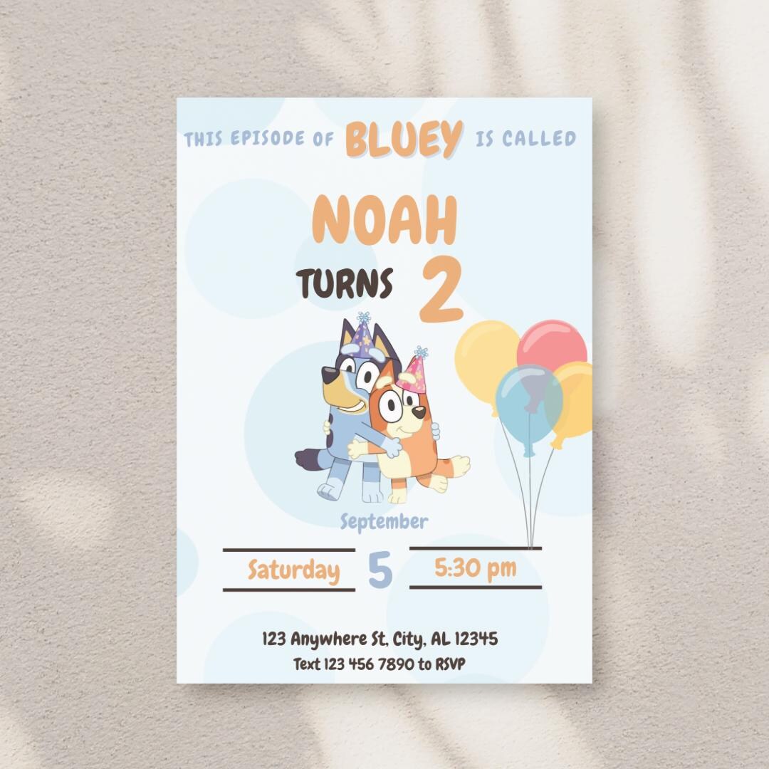 Bluey Birthday Invitation | Editable Bluey Party Invite | Printable ...