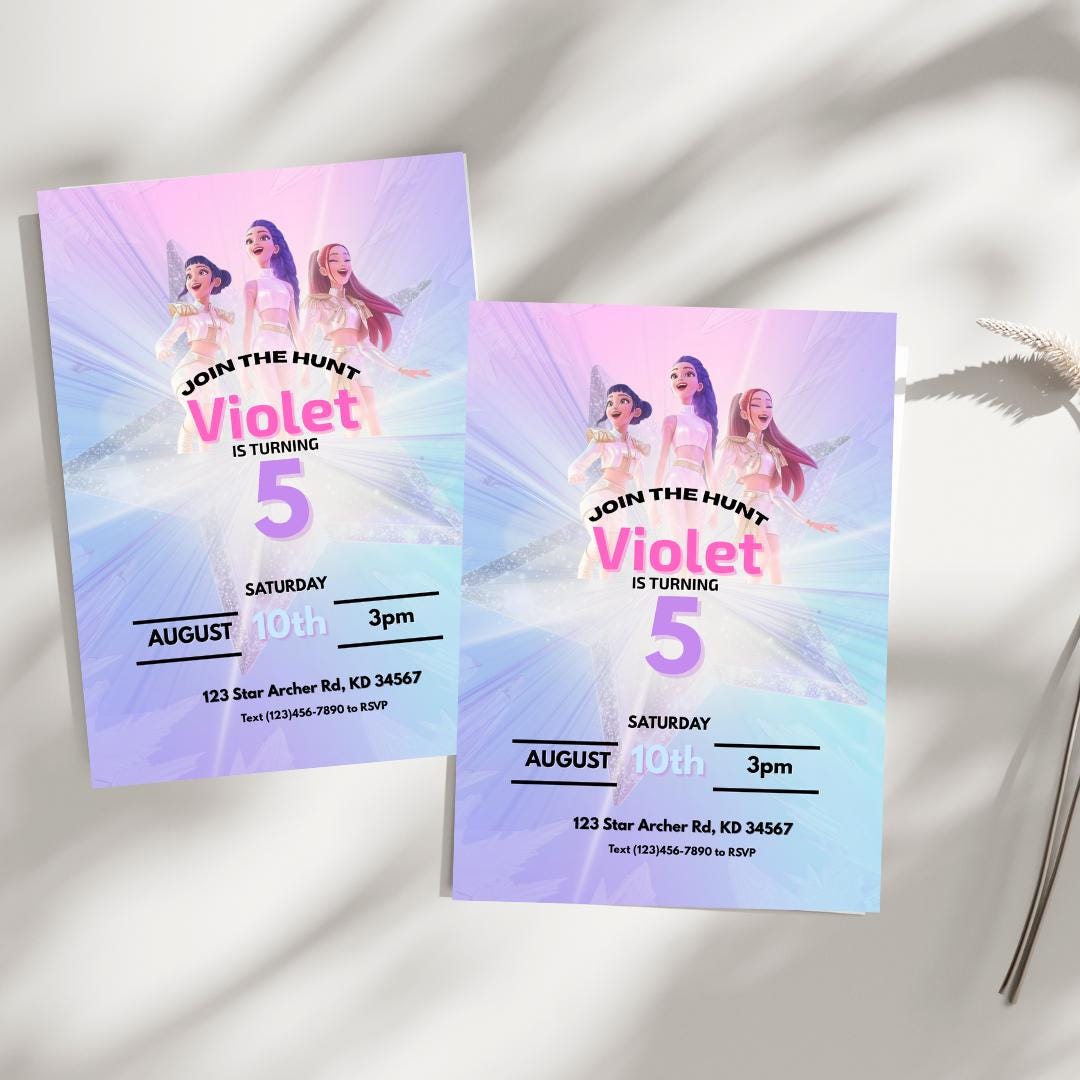 Kpop Demon Hunters Birthday Invitation | Anime and Futuristic Girl ...