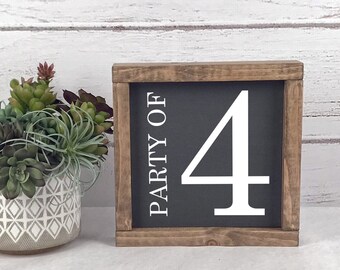 Party of 4 Sign | Etsy