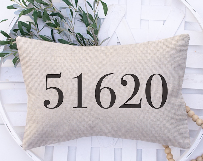 Personalized Zip Code Pillow Personalized Pillow Dorm Decor Monogrammed ...