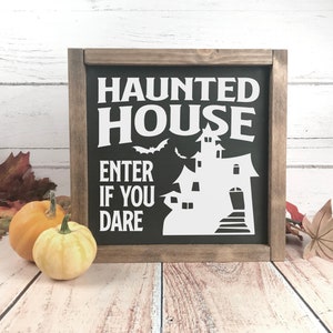Haunted House Sign Haunted House Decor Farmhouse Halloween - Etsy