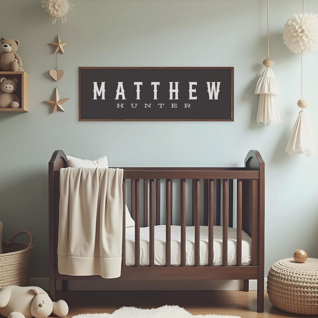 Boys Name Personalized Wood Framed Sign - Custom Boys Name Wall Art ...