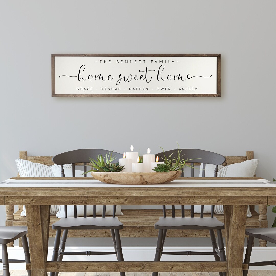 Custom Name Home Sweet Home Sign Above Couch Sign Living Room Signs ...