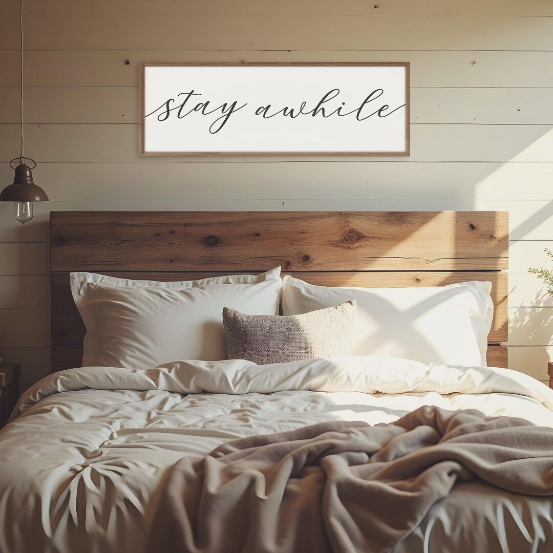 Stay Awhile Sign - Guest Room Wall Art - Large Stay Awhile Wood Sign ...