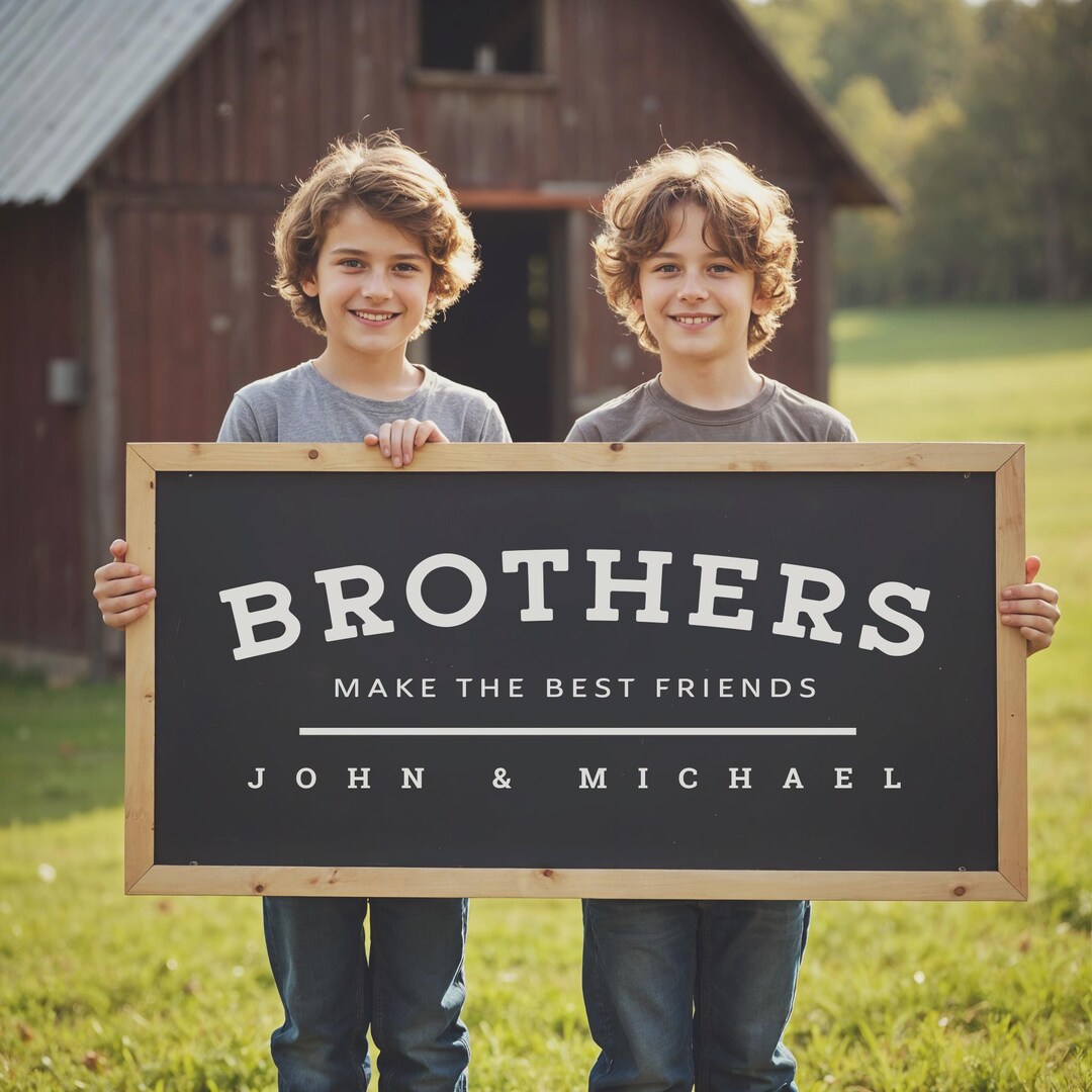 Personalized Brothers Sign – Custom Rustic Name Sign for Siblings - Etsy