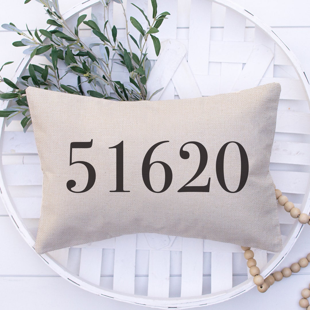 Zip Code Pillow Cover Housewarming Gift Lumbar Pillow Etsy Zip Code Pillow Cover Housewarming Gift Lumbar Pillow Etsy