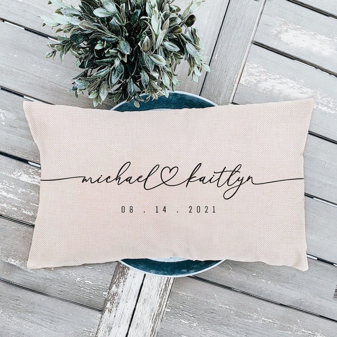 Pillow With Couples Name - Established Date Custom Pillow - Wedding ...