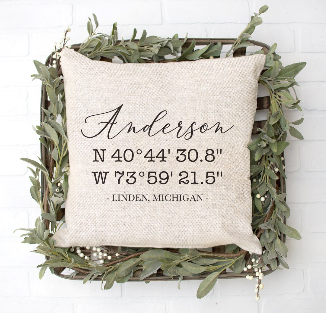 GPS Coordinates Pillow - Latitude Longitude Pillow - Address Pillow ...