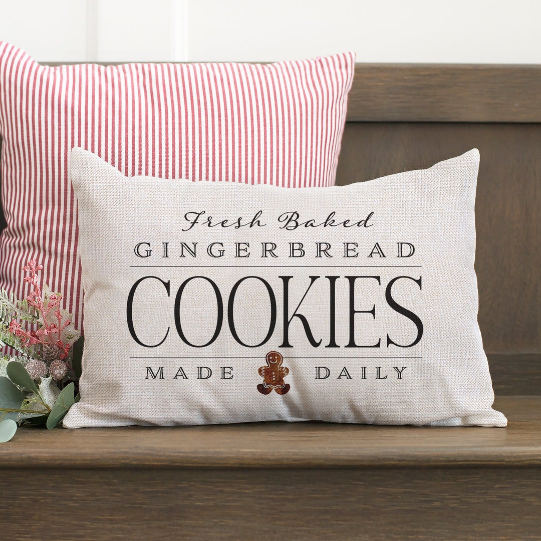 Fresh Baked Gingerbread Lumbar Christmas Throw Pillow Cover - Grandma ...