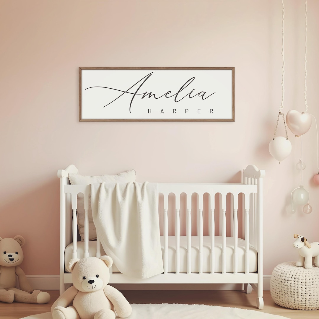 Girls Name Personalized Wood Framed Sign - Custom Girls Name Wall Art ...