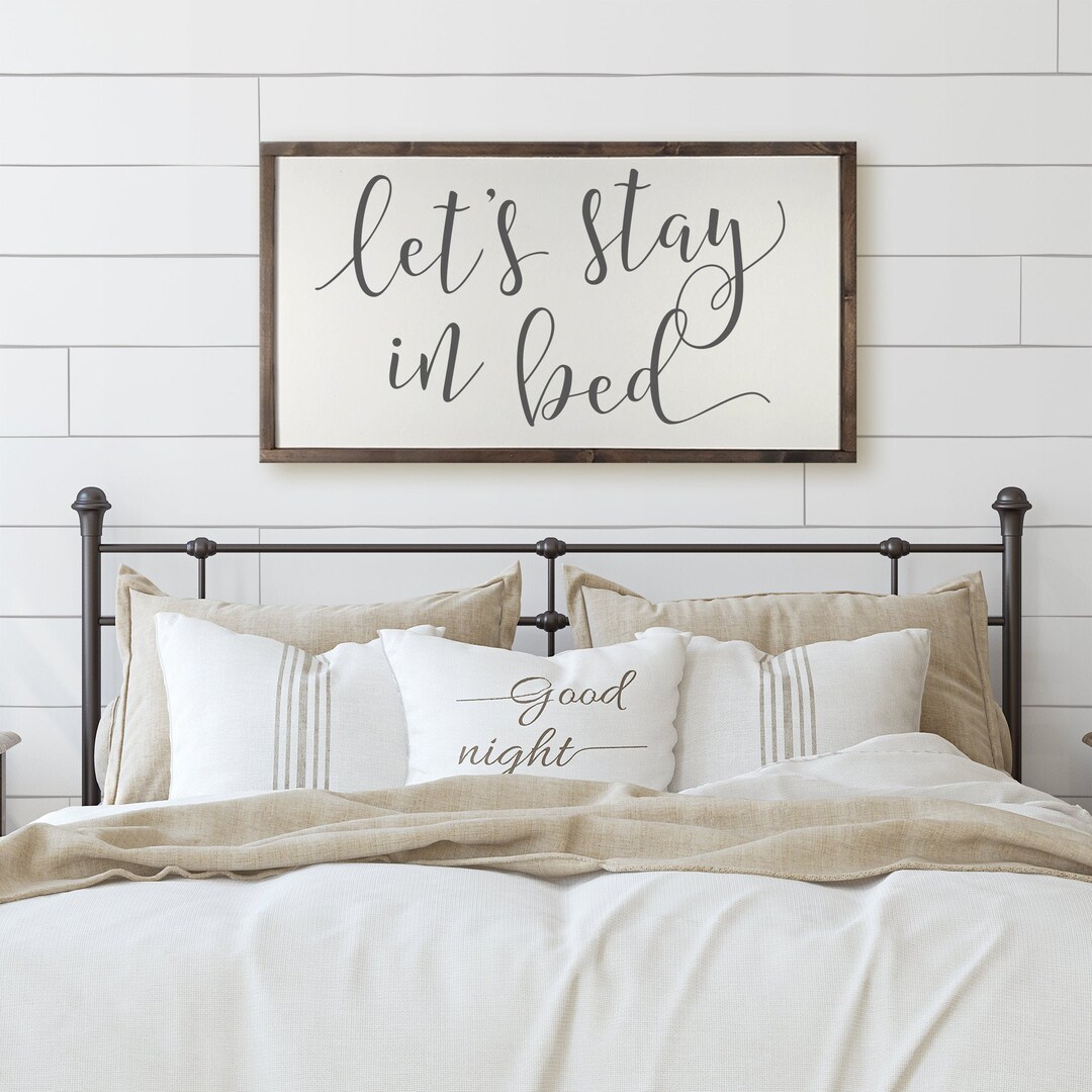 Let's Stay in Bed Sign for Above Bed Stay in Bed Wood Sign Bedroom Wall ...