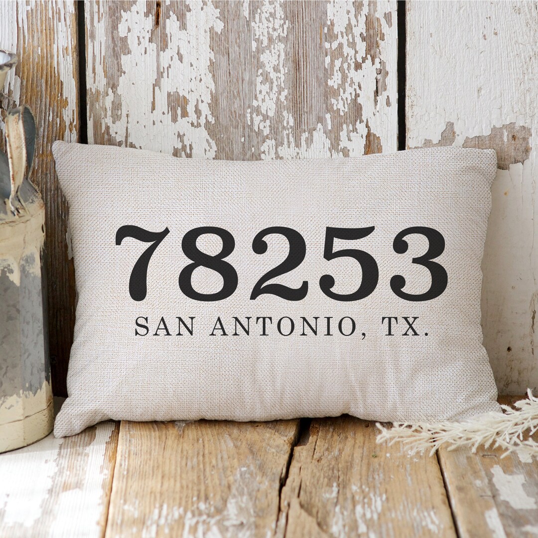 Zip Code Pillow - Lumbar Pillow Cover - Housewarming Gift - Custom ...