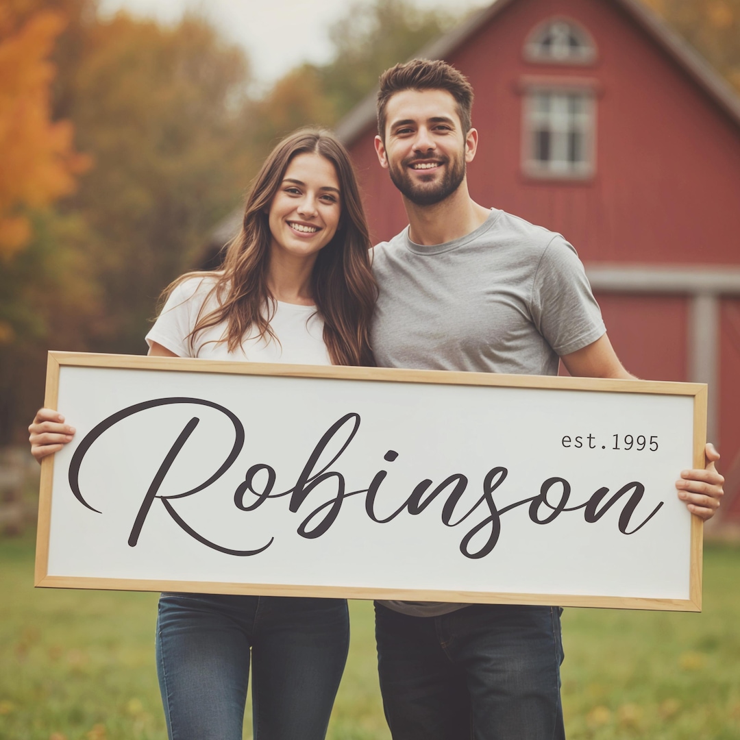 Last Name Sign - Custom Family Name Sign - Wedding Gift - Housewarming ...