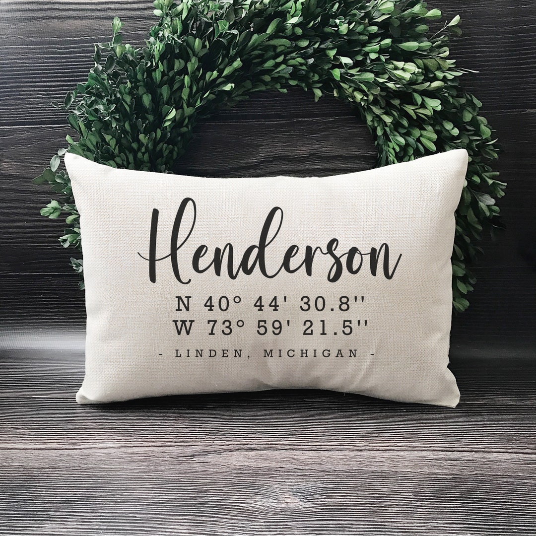 GPS Coordinates Pillow – Personalized Housewarming Gift - Etsy