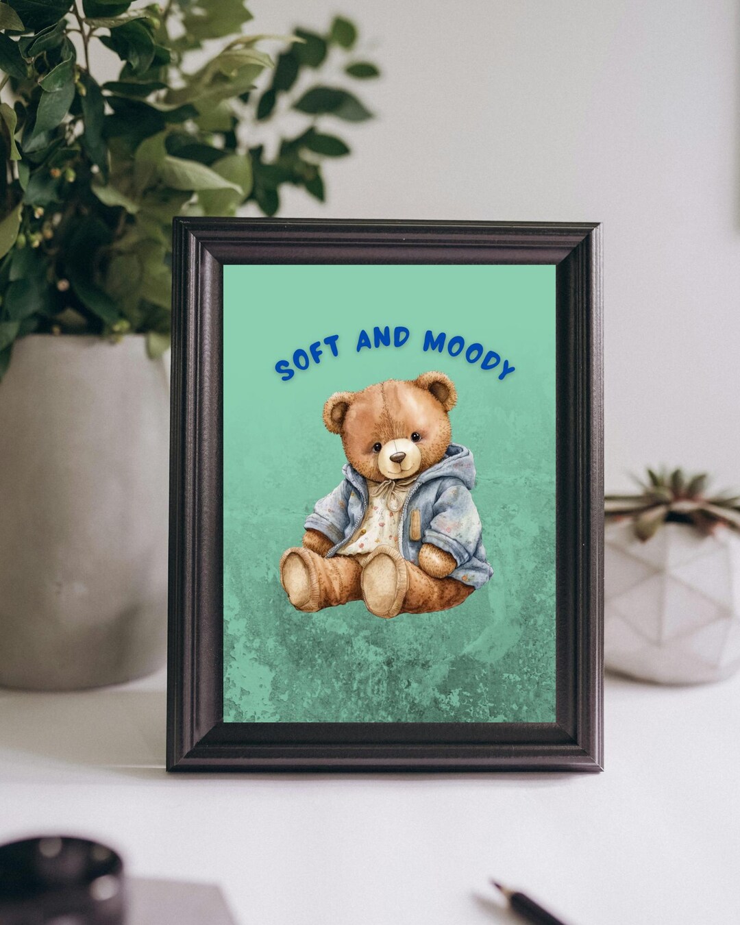 Soft and Moody Bear Mint Green Grunge Bear - Etsy