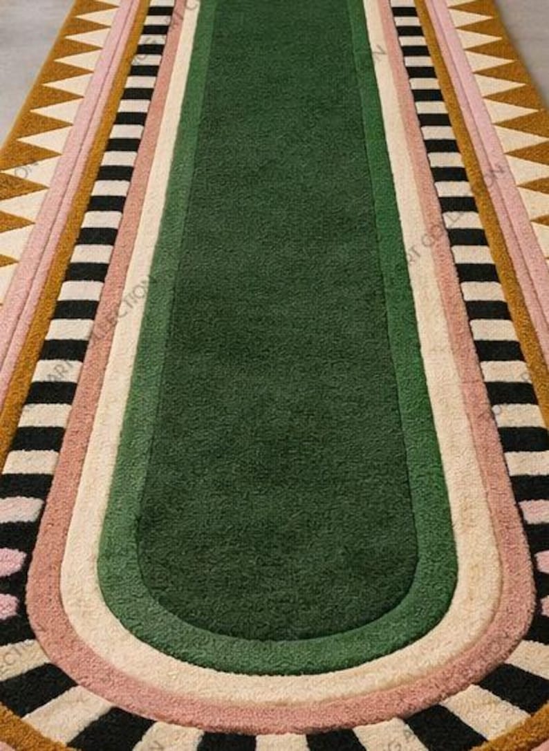 Modern Arch Pattern Wool Runner Rug: Hand-tufted Nordic Geometric ...