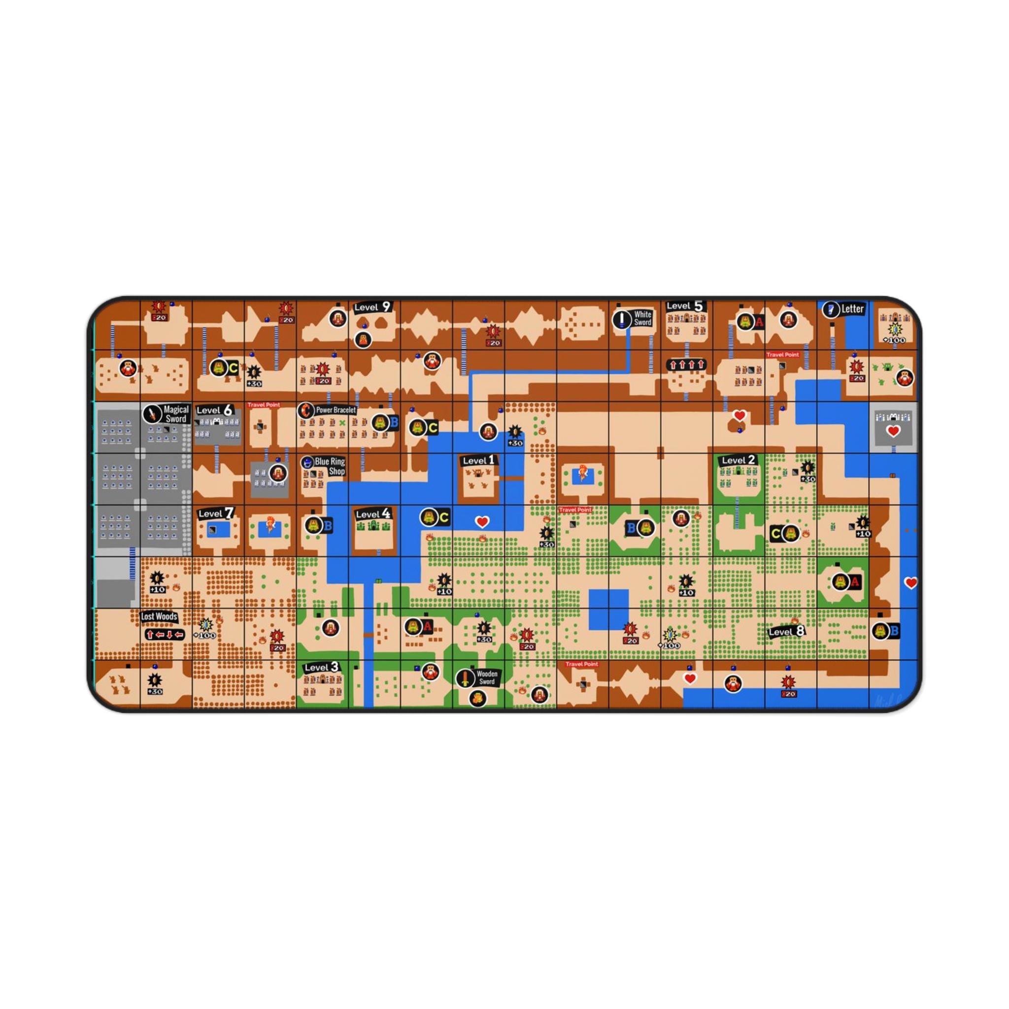 Zeldanes Pixel Game Map Desk Mat | RPG Overworld Grid, Pixel Art Gaming ...